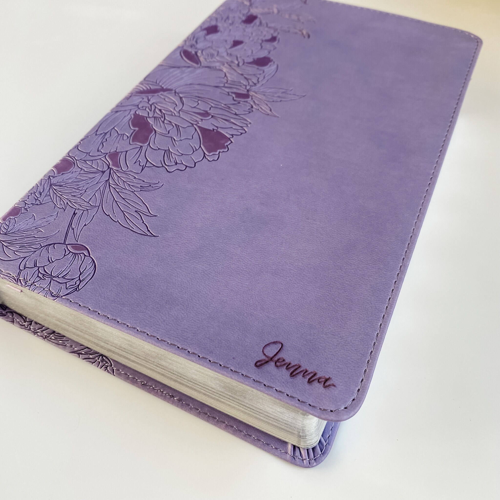 KJV Giant Print Bible - PERSONALIZED - Lavender With Peony Design and ...