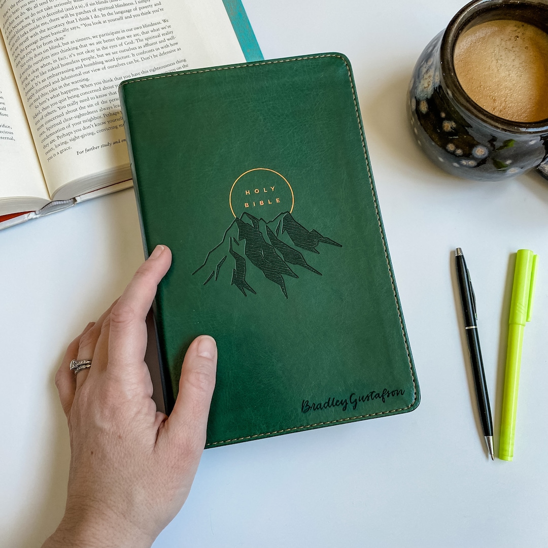 NLT Bible - PERSONALIZED - Giant Print - Evergreen Mountain Design ...