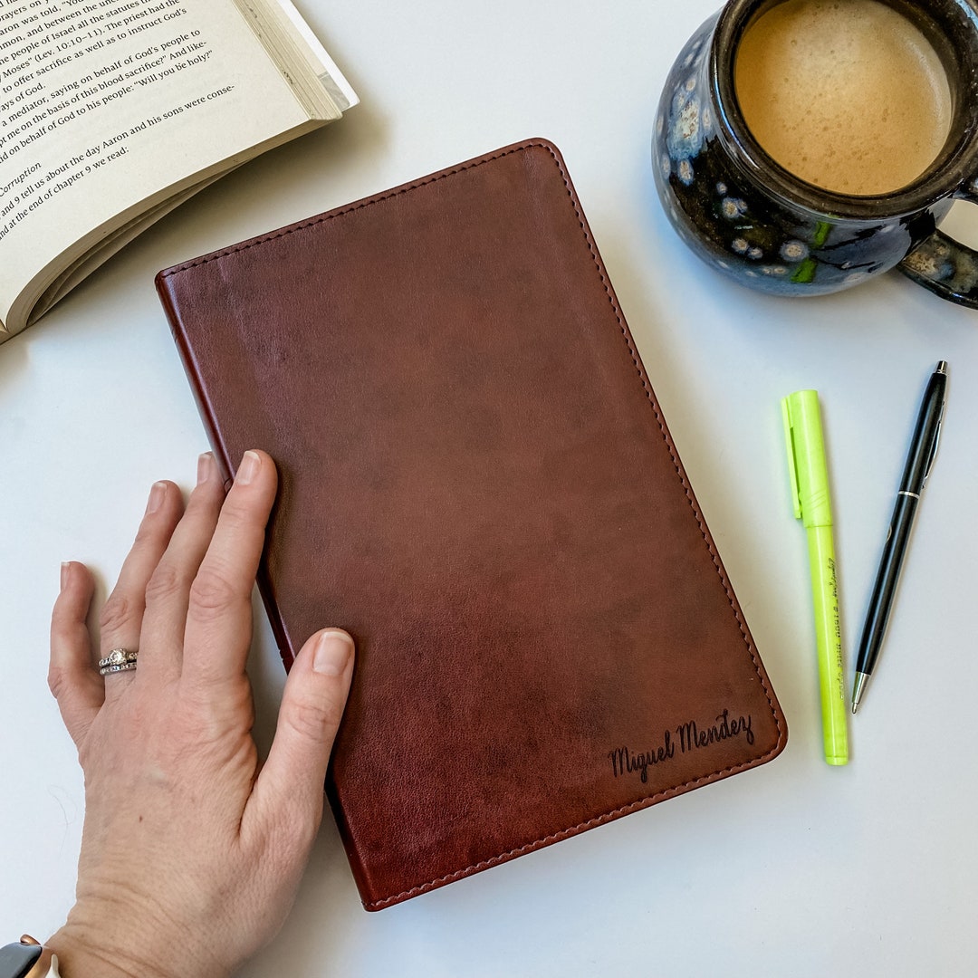 ESV Large Print Bible - PERSONALIZED - Brown - Includes Custom Engraved ...