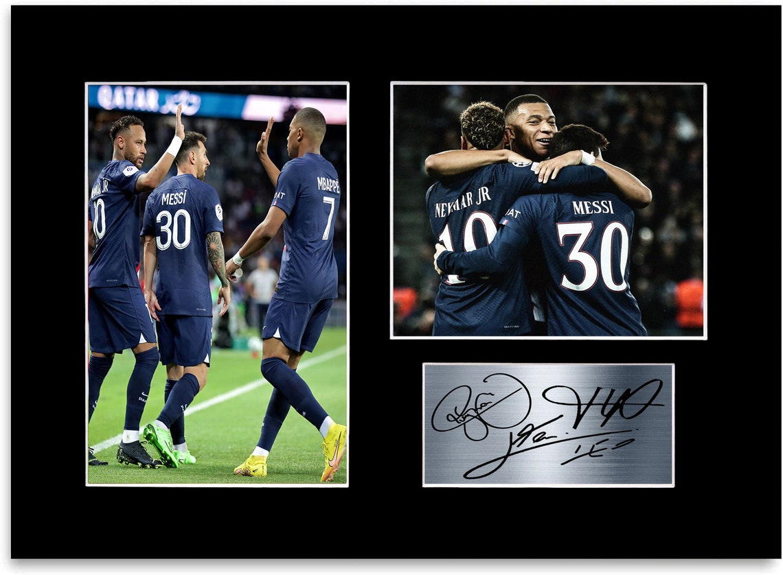 Lionel Messi Kylian Mbappé Neymar Signed Printed Gifts - Etsy
