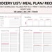 Fillable Grocery List, Grocery List, Meal Plan, Fillable Meal Plan ...