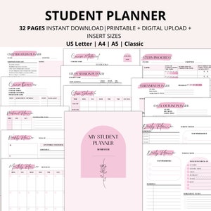 Blush Pink Student Planner, Printable Student Planner, Goodnotes ...