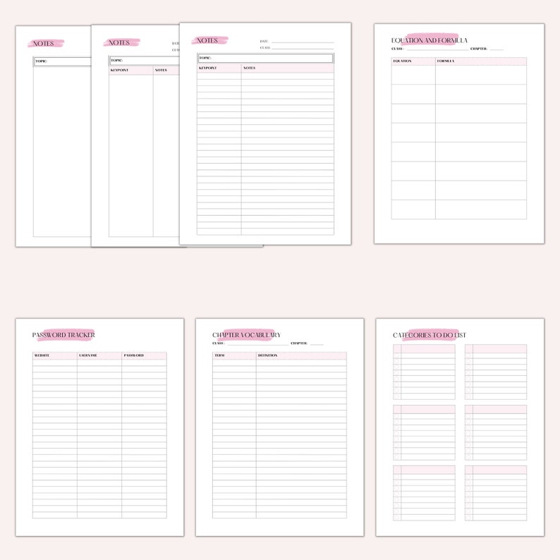 Blush Pink Student Planner, Printable Student Planner, Goodnotes ...