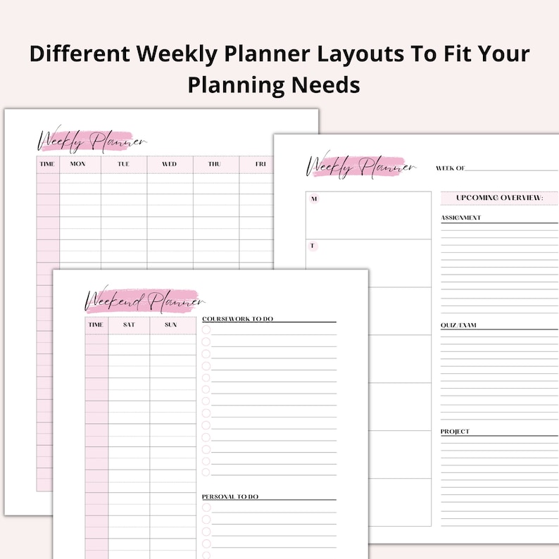 Blush Pink Student Planner, Printable Student Planner, Goodnotes ...