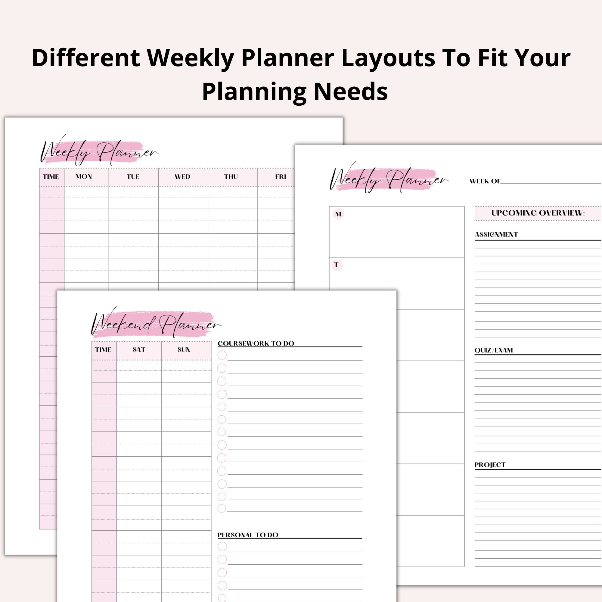 Blush Pink Student Planner, Printable Student Planner, Goodnotes ...
