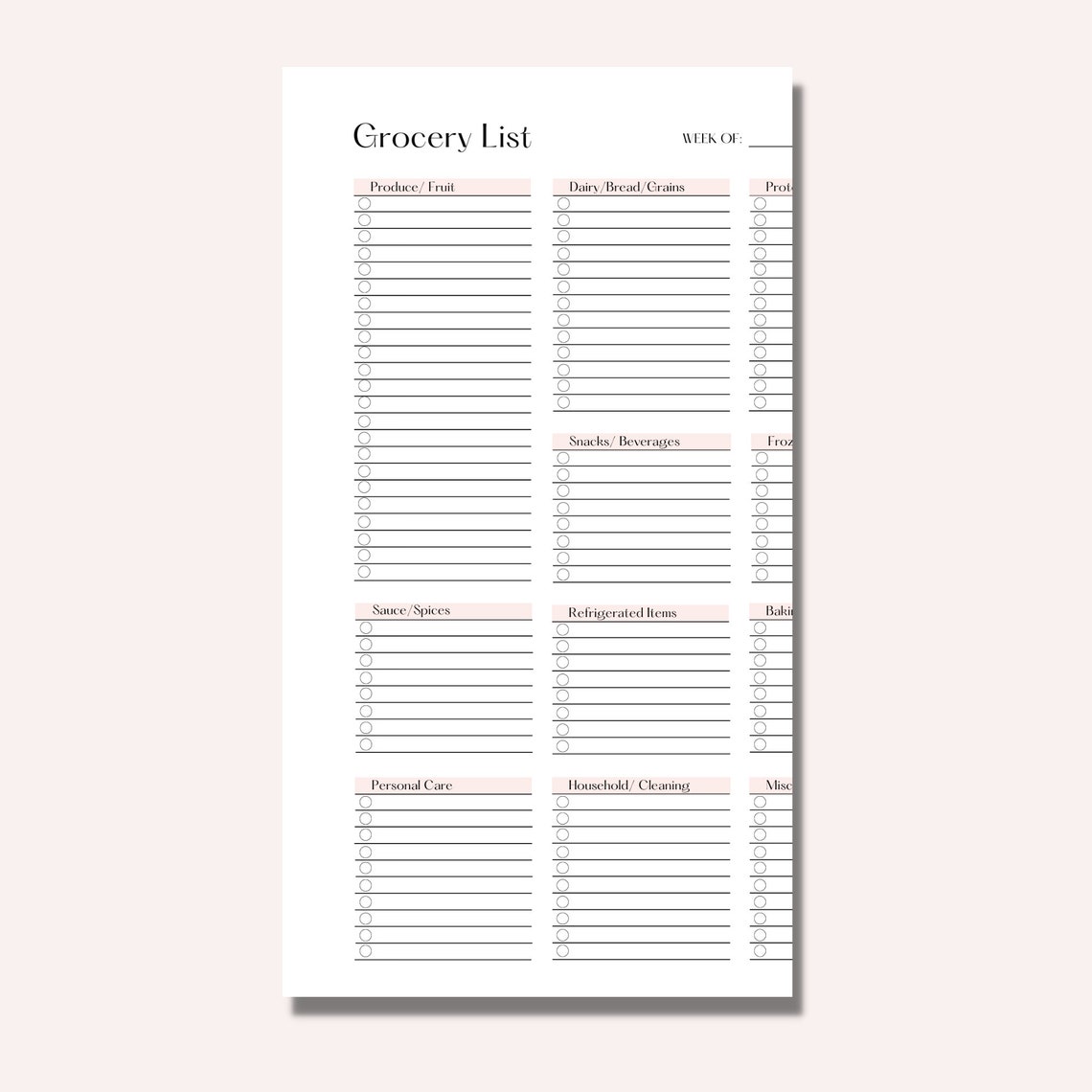 Fillable Grocery List, Grocery List, Meal Plan, Fillable Meal Plan ...