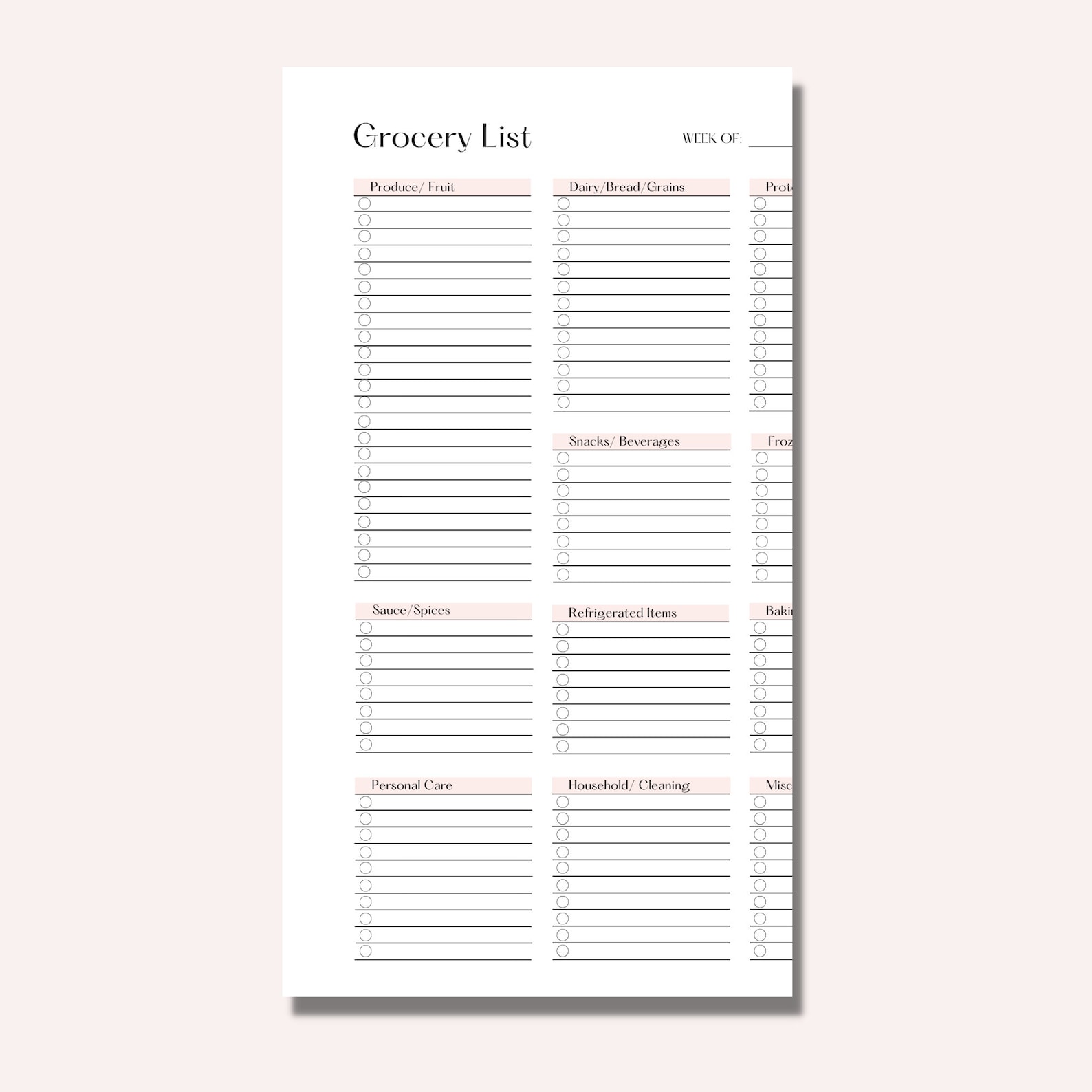 Fillable Grocery List, Grocery List, Meal Plan, Fillable Meal Plan ...