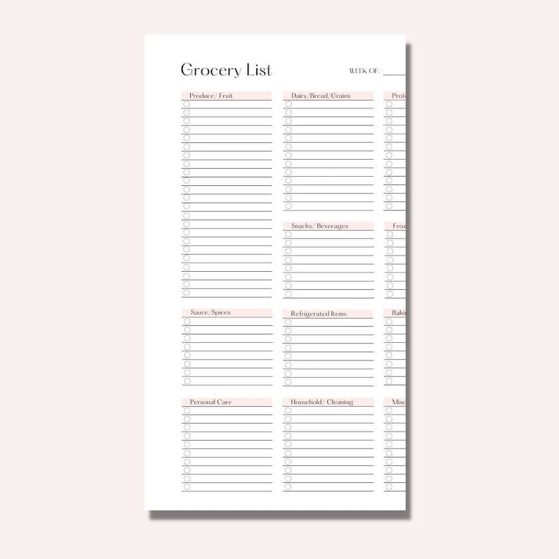 Fillable Grocery List, Grocery List, Meal Plan, Fillable Meal Plan ...