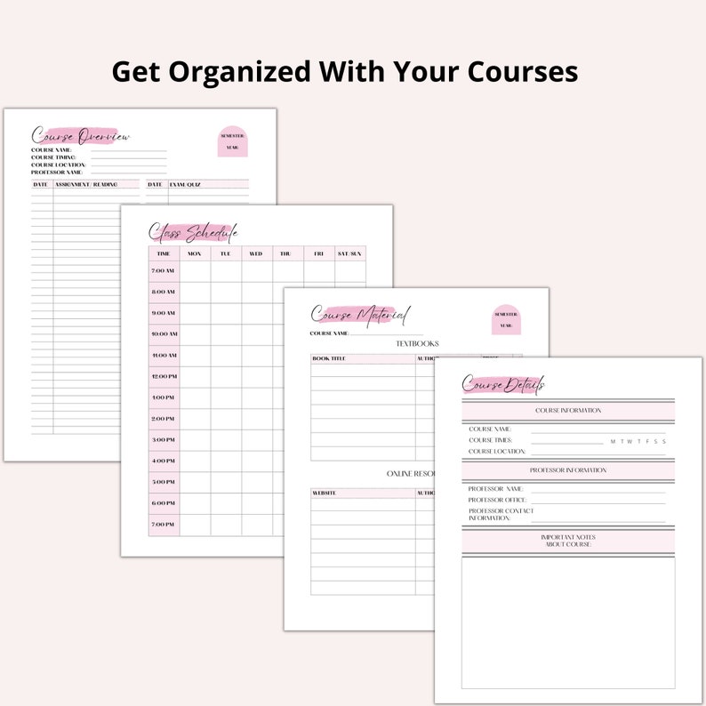 Blush Pink Student Planner, Printable Student Planner, Goodnotes ...