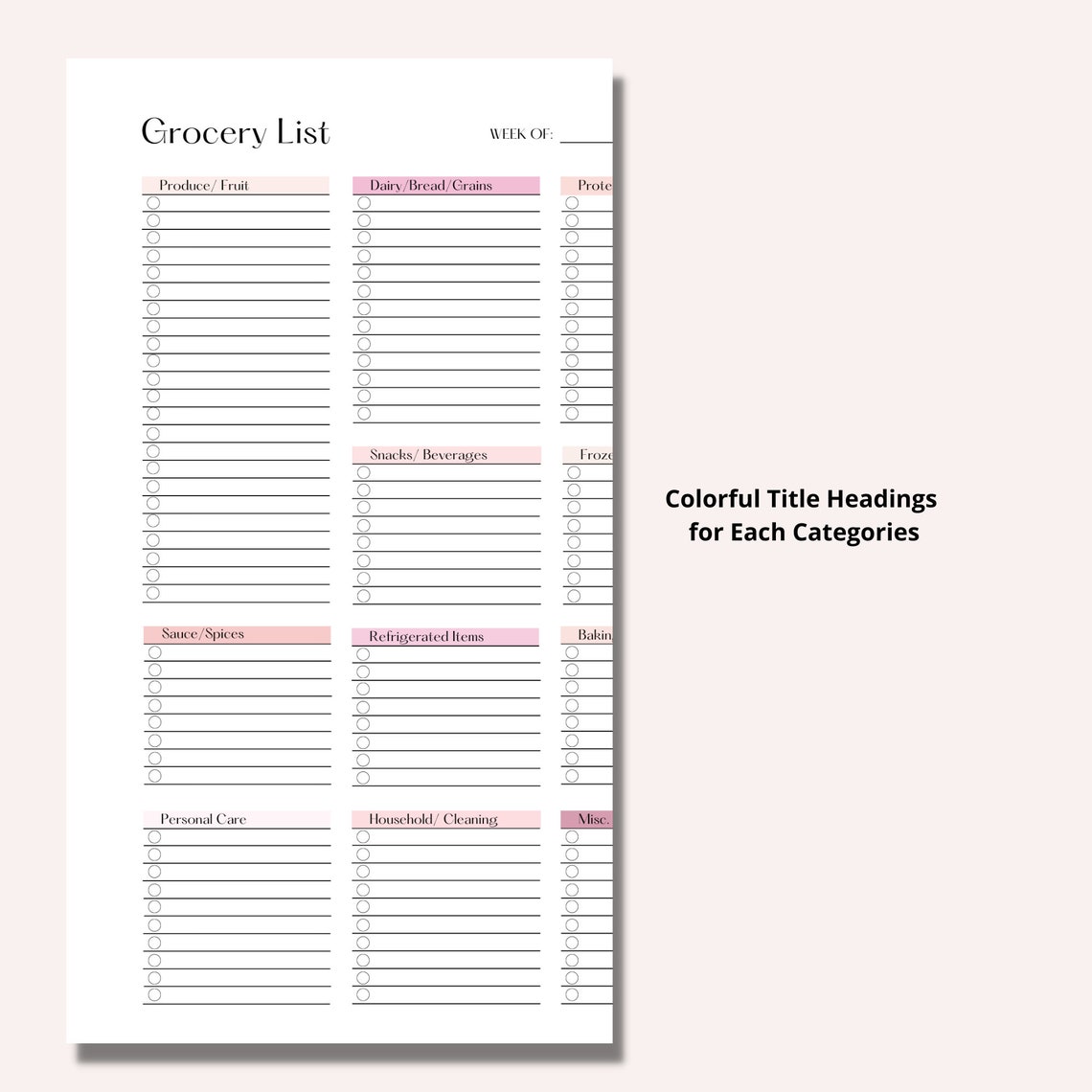 Fillable Grocery List Grocery List Meal Plan Fillable Meal - Etsy