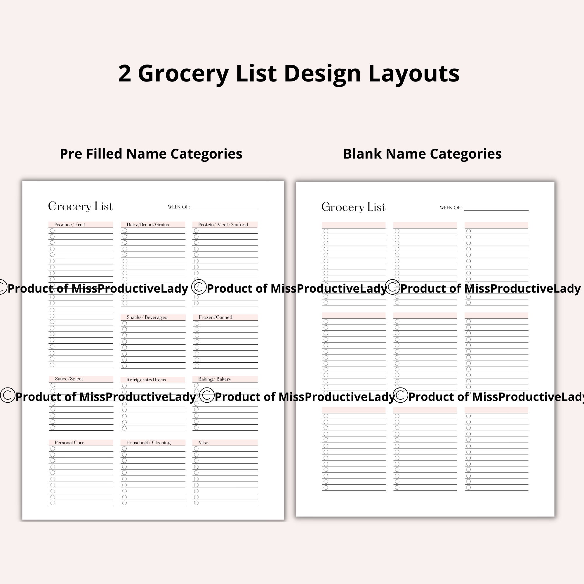 Fillable Grocery List, Grocery List, Meal Plan, Fillable Meal Plan ...