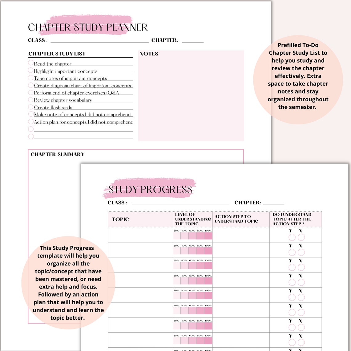 Blush Pink Student Planner, Printable Student Planner, Goodnotes ...