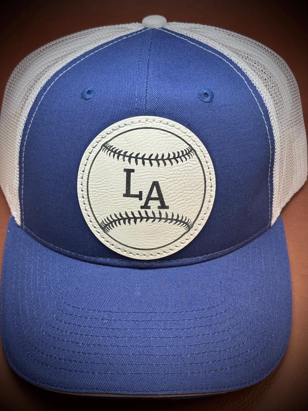 LA Hat, Los Angeles Cap, White and Royal Blue Adjustable Trucker Hat ...