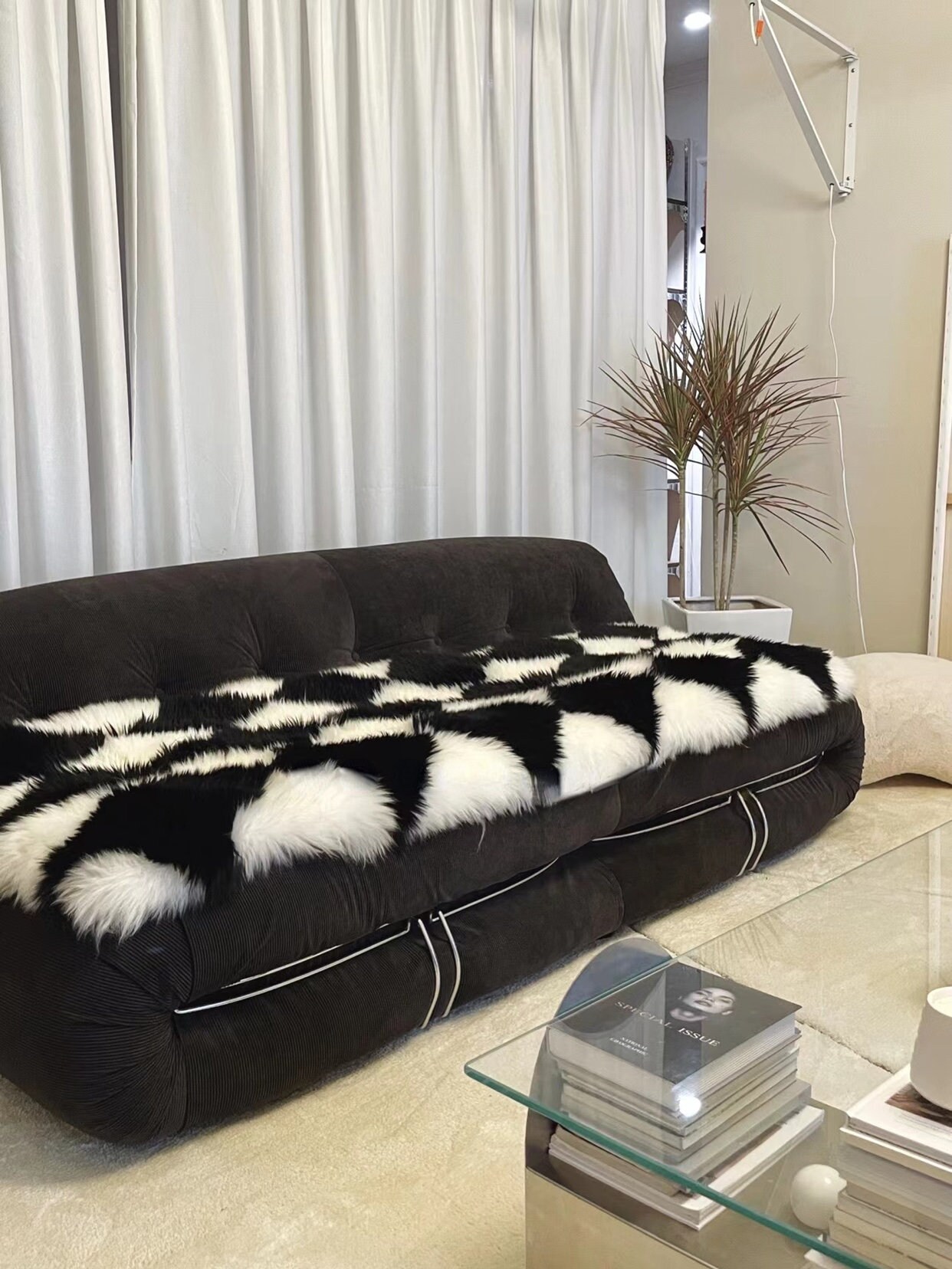 Retro Queen Fluffy Rug Checkerboard Trendy Groovy Urban - Etsy