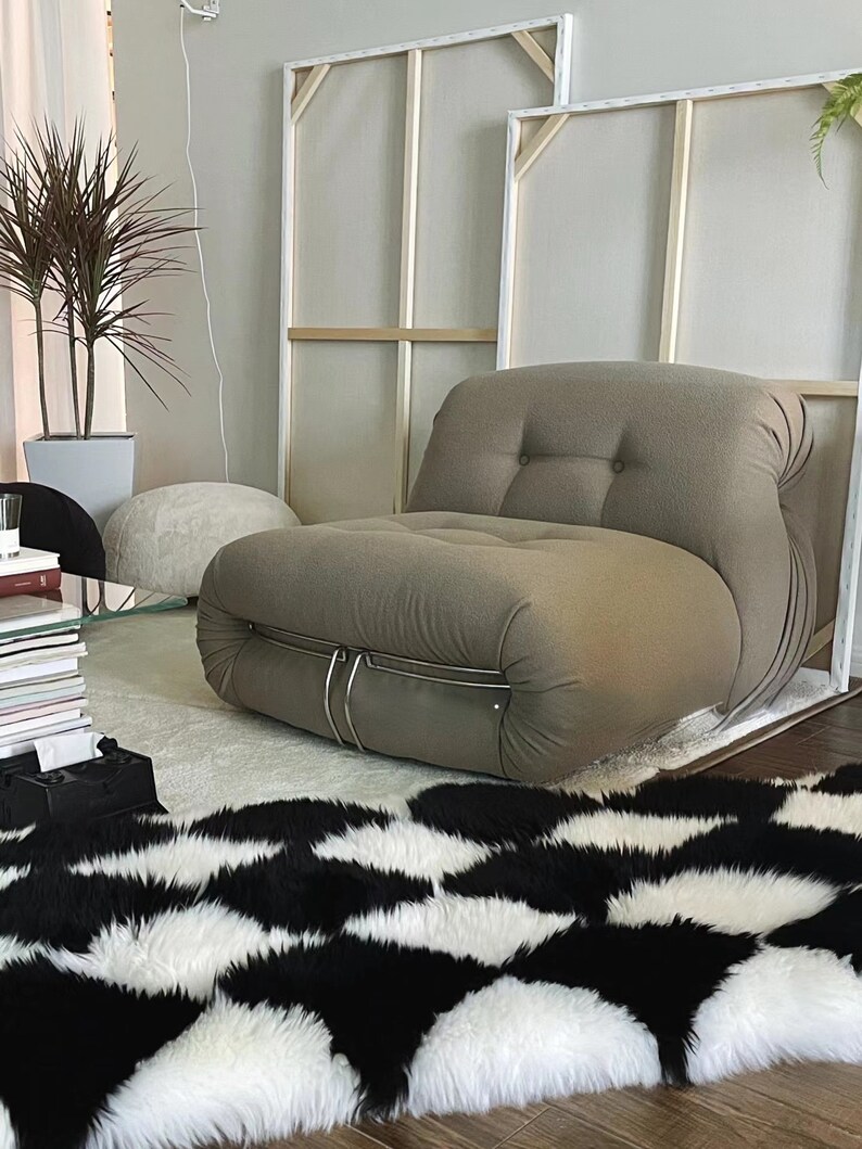 Retro Queen Fluffy Rug Checkerboard Trendy Groovy Urban - Etsy