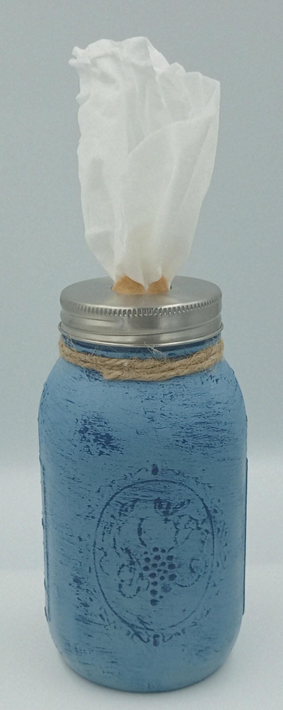 Blue Chalk Painted Ball Mason Jar Tissue Holder - Etsy