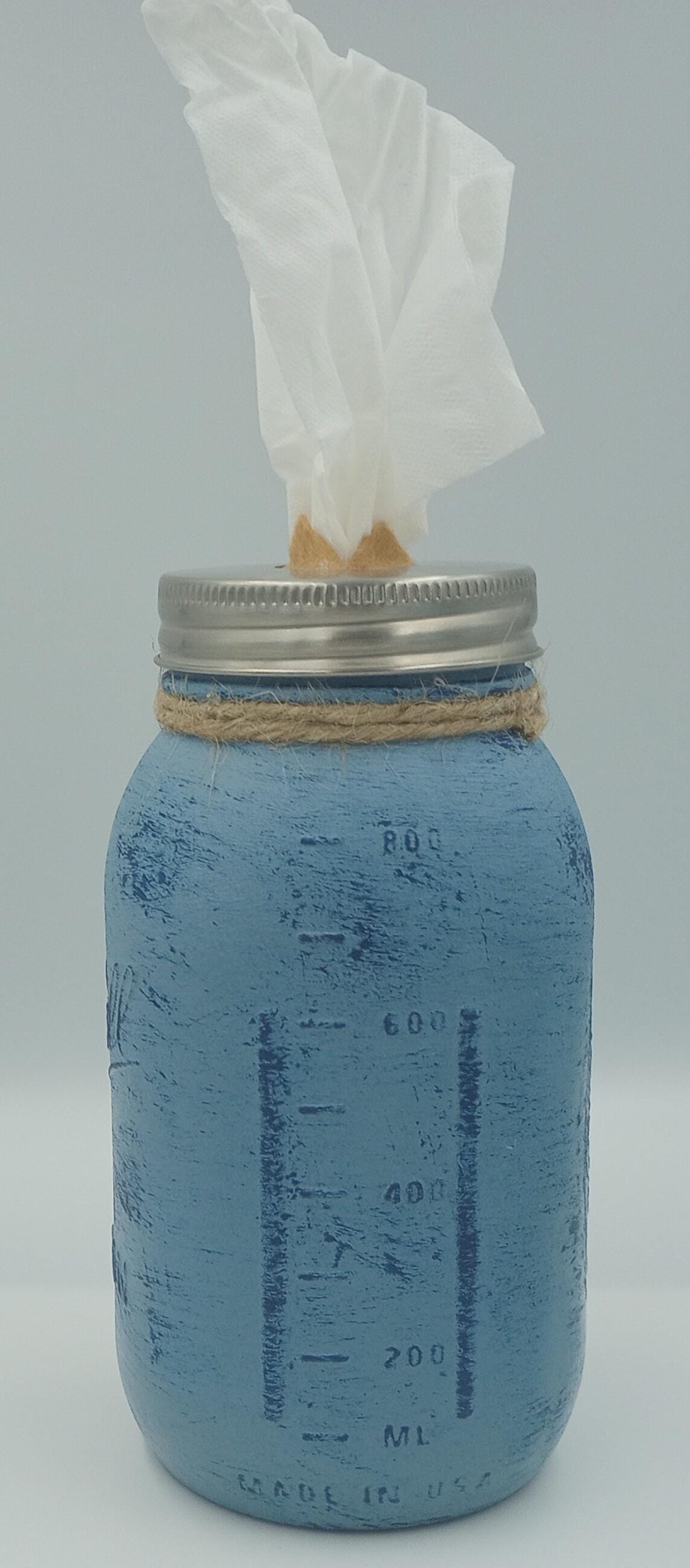 Blue Chalk Painted Ball Mason Jar Tissue Holder - Etsy