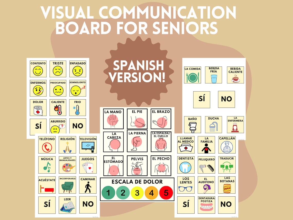 Spanish Senior Adult/geriatric Communication Board for Non Verbal ...