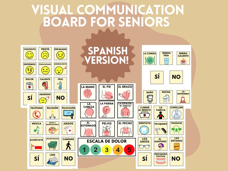 Spanish Senior Adult/geriatric Communication Board for Non Verbal ...