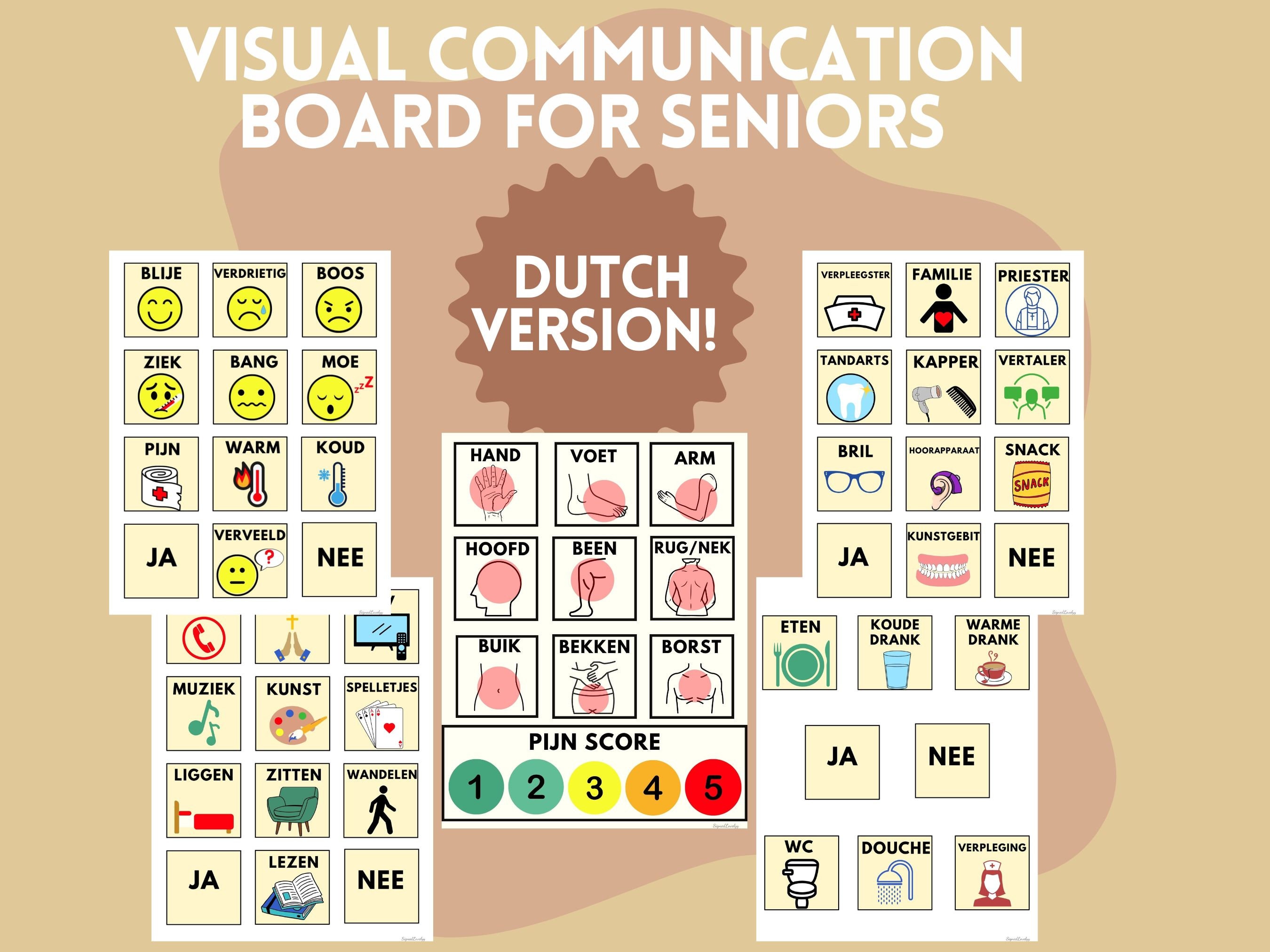 Dutch Senior Adult/geriatric Communication Board for Non Verbal/limited ...