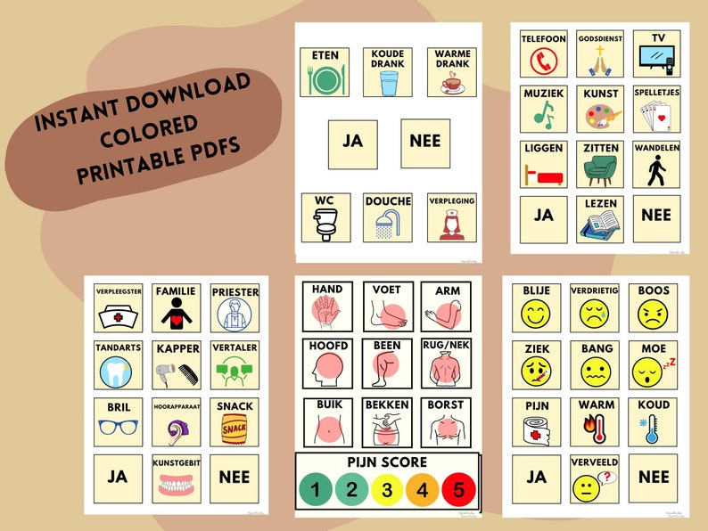 Dutch Senior Adult/geriatric Communication Board for Non Verbal/limited ...