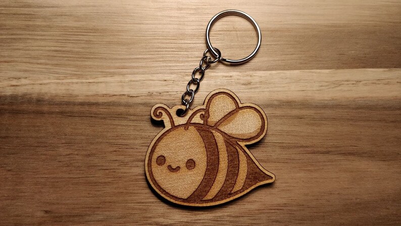 Keychain Cute Bee, Digital File, Laser Cut File, Svg, Pdf and Lightburn ...