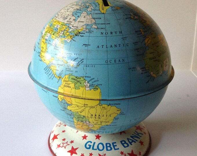 Vintage the World Globe Coin Bank - Etsy