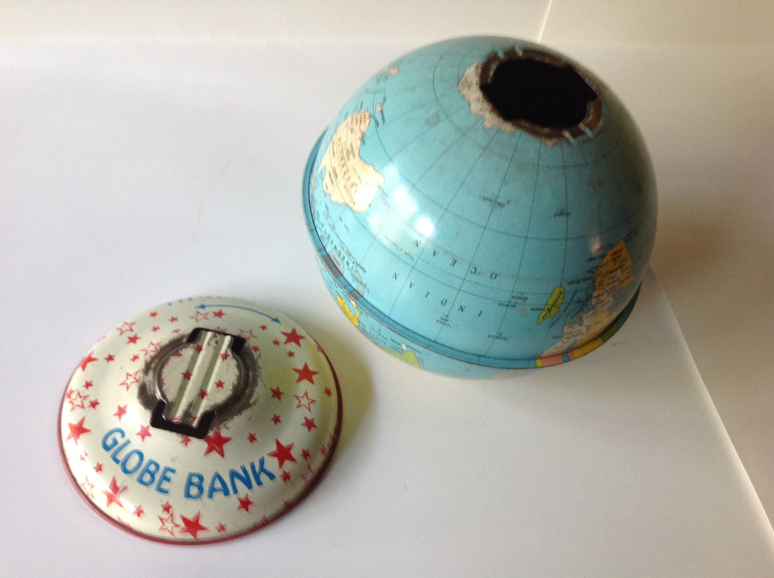 Vintage the World Globe Coin Bank - Etsy