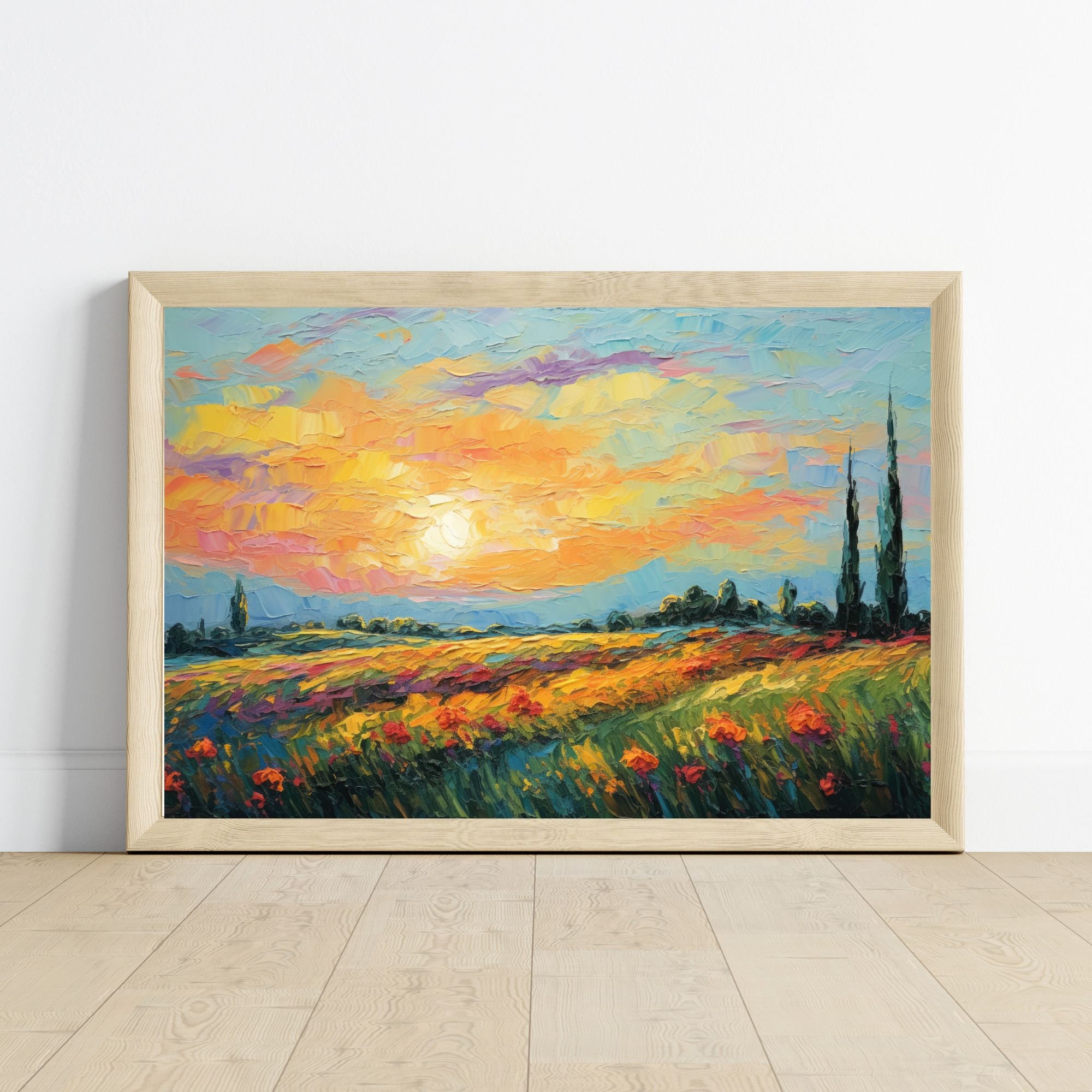 Landscape Impressionist Oil Painting With Barn, Printable Wall Art ...