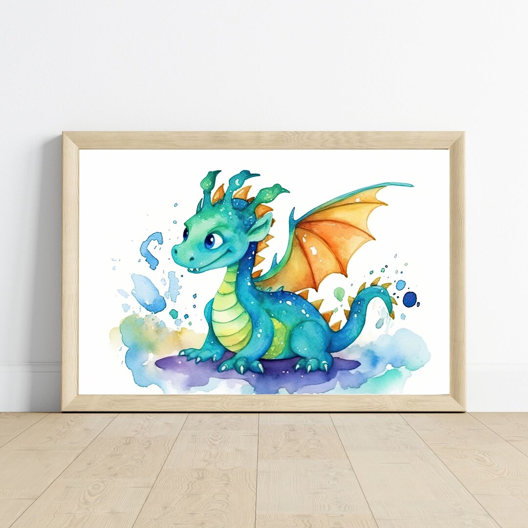 Cute Blue Dragon, Kids Wall Art, Boys Room Decor, Printable Nursery ...