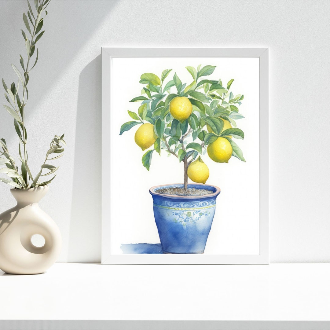 Watercolor Lemon Tree Printable Wall Art | Citrus Kitchen Decor ...