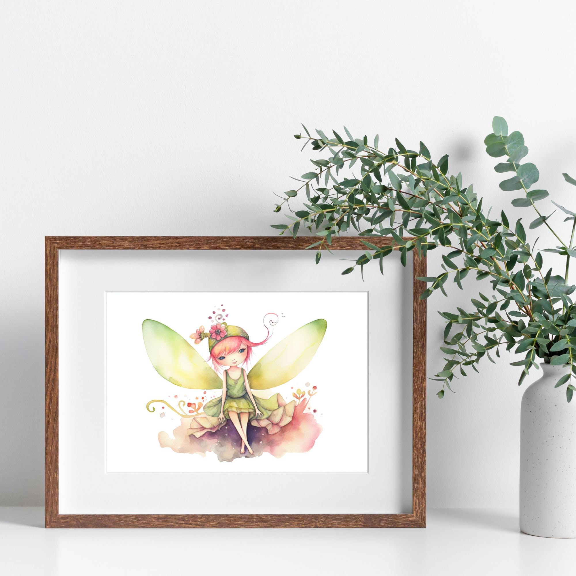 Enchanting Green Fairy Art for Kids Room Decor, Flower Garden, Spring ...
