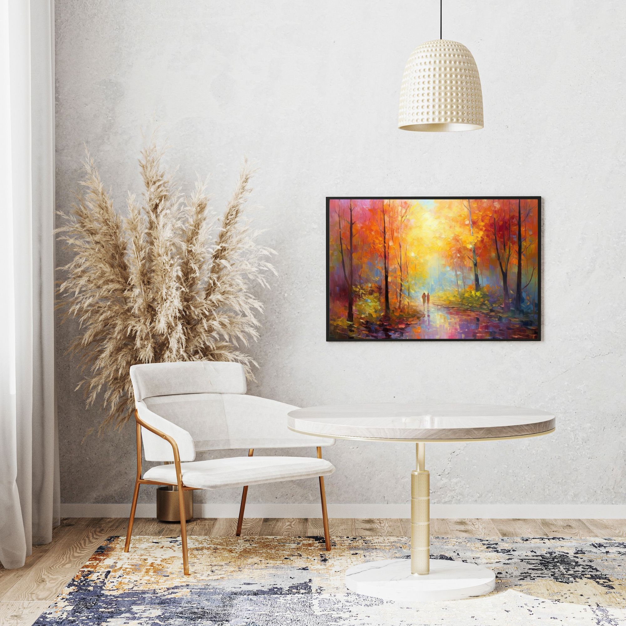 Trees in Fall, People Walking Through Trees, Printable Painting Wall ...