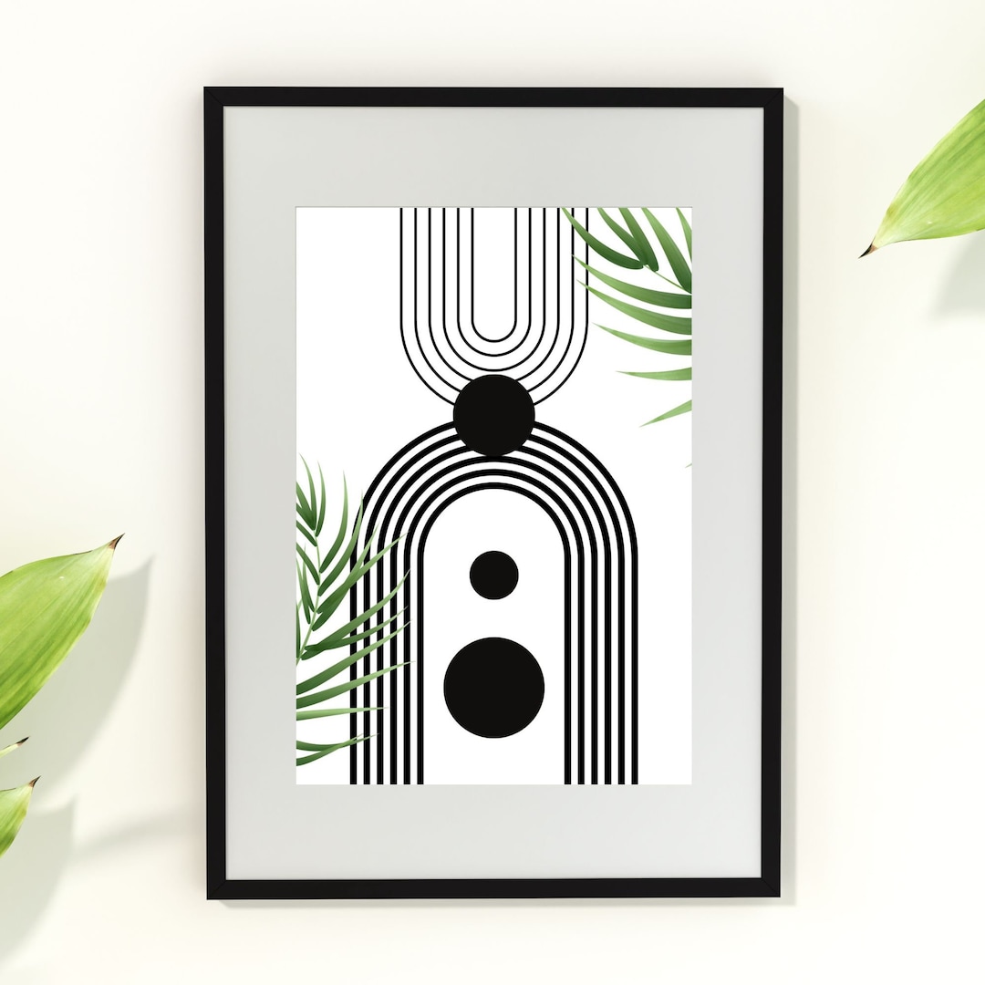 Dots and Arches, Abstract, Mid Century Modern, Palm Leaf, Printable ...