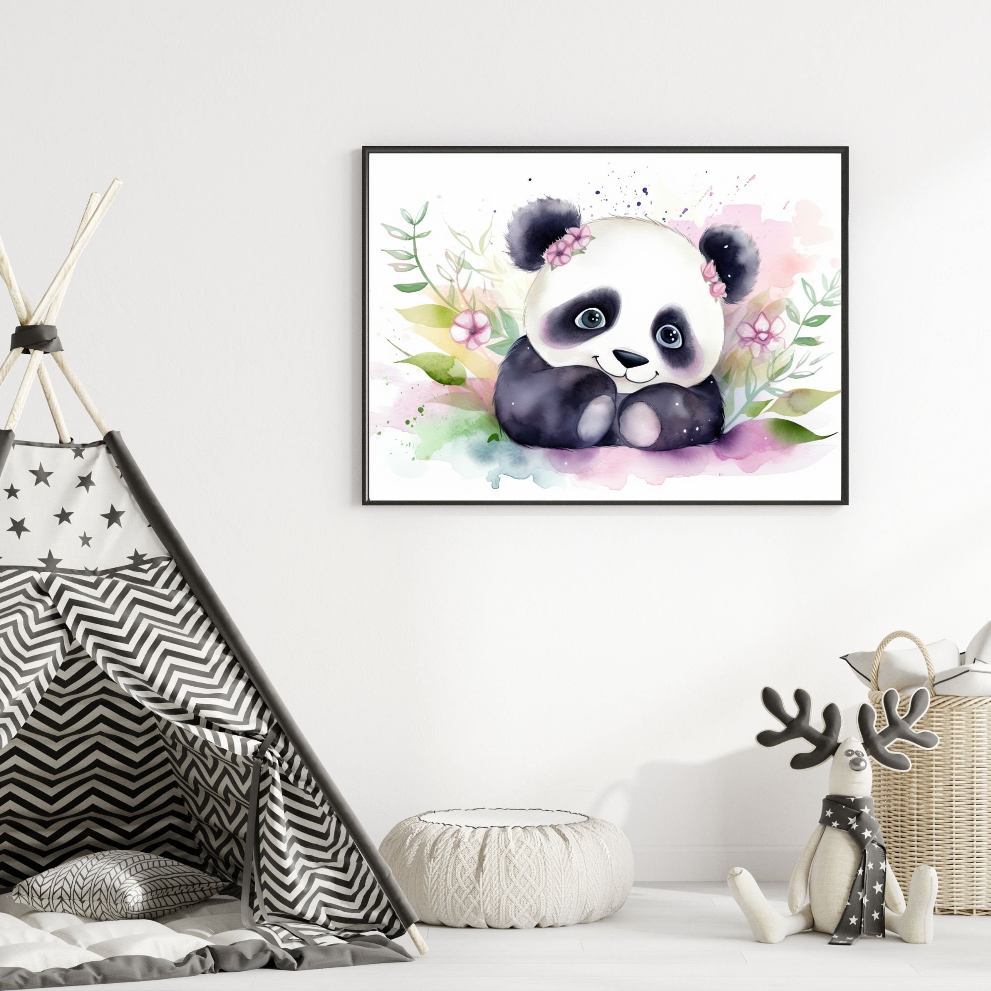 Adorable Watercolor Panda Print for Nursery, Girls Room Decor, Kids ...