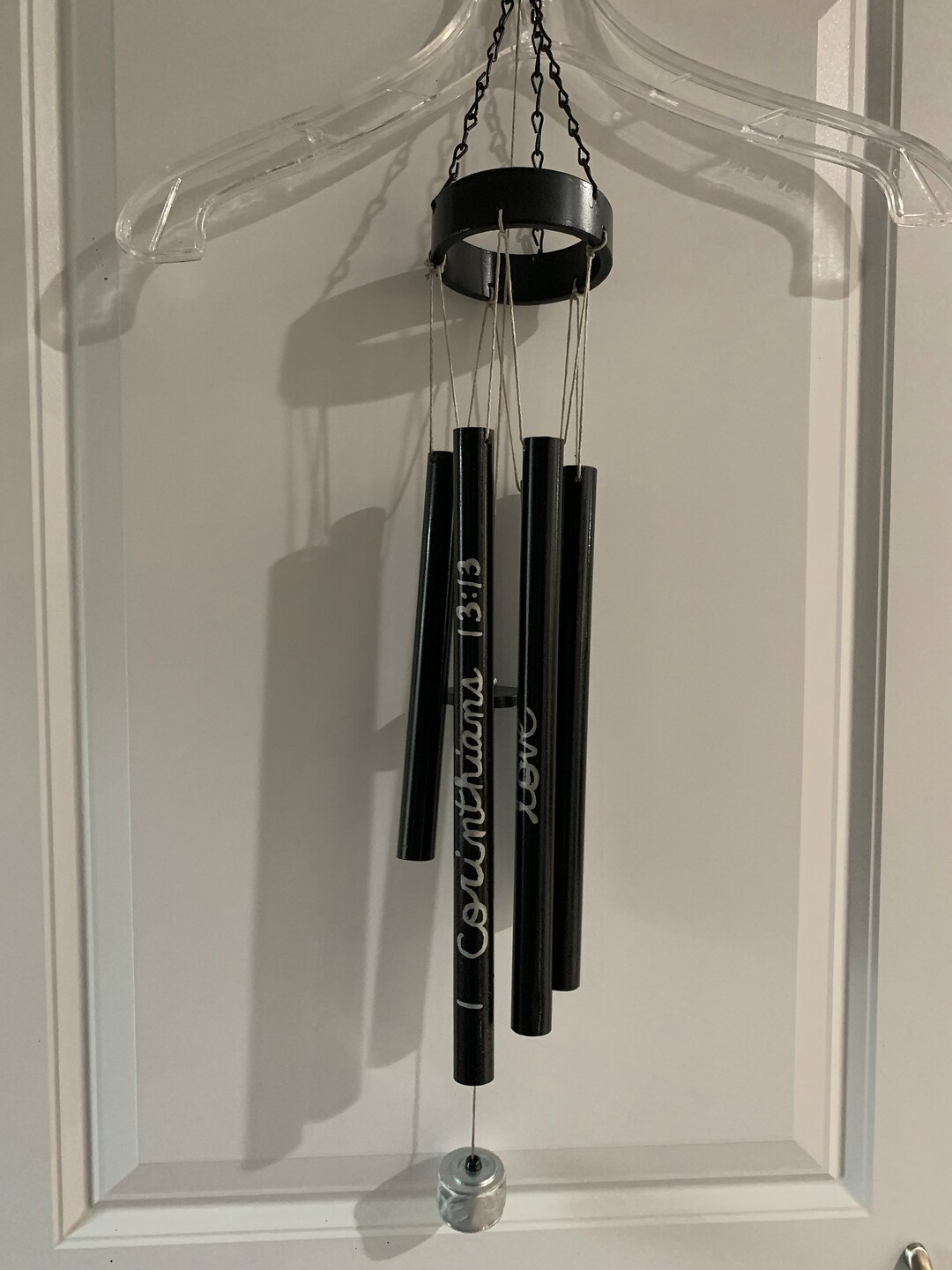 Hand-painted Black Wind Chimes W/ Silver Text - Etsy