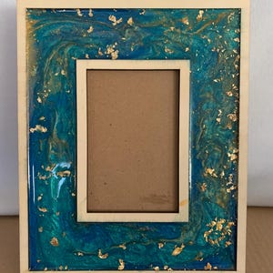 Handmade Acrylic Wood Blue Gold Picture Frame - Etsy
