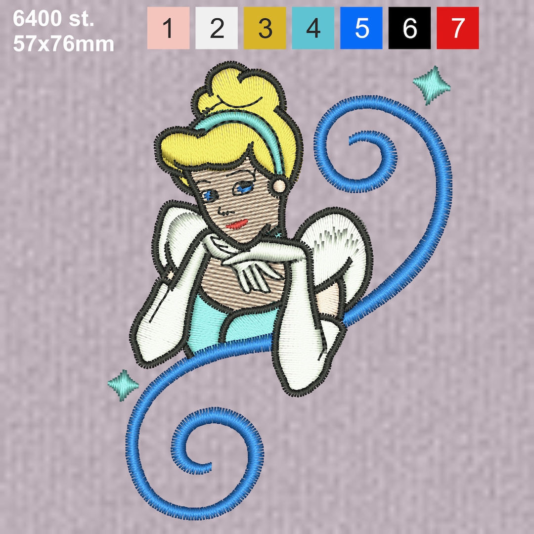 Cinderella Machine Embroidery Design \ Beautiful Princess Cinderella ...