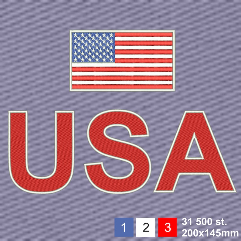 USA Flag Words Machine Embroidery American Flag USA Wording USA Flag ...