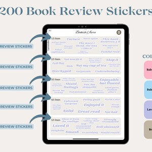 Pastel Book Review Stickers for Goodnotes: Digital Reading Journal (pre ...