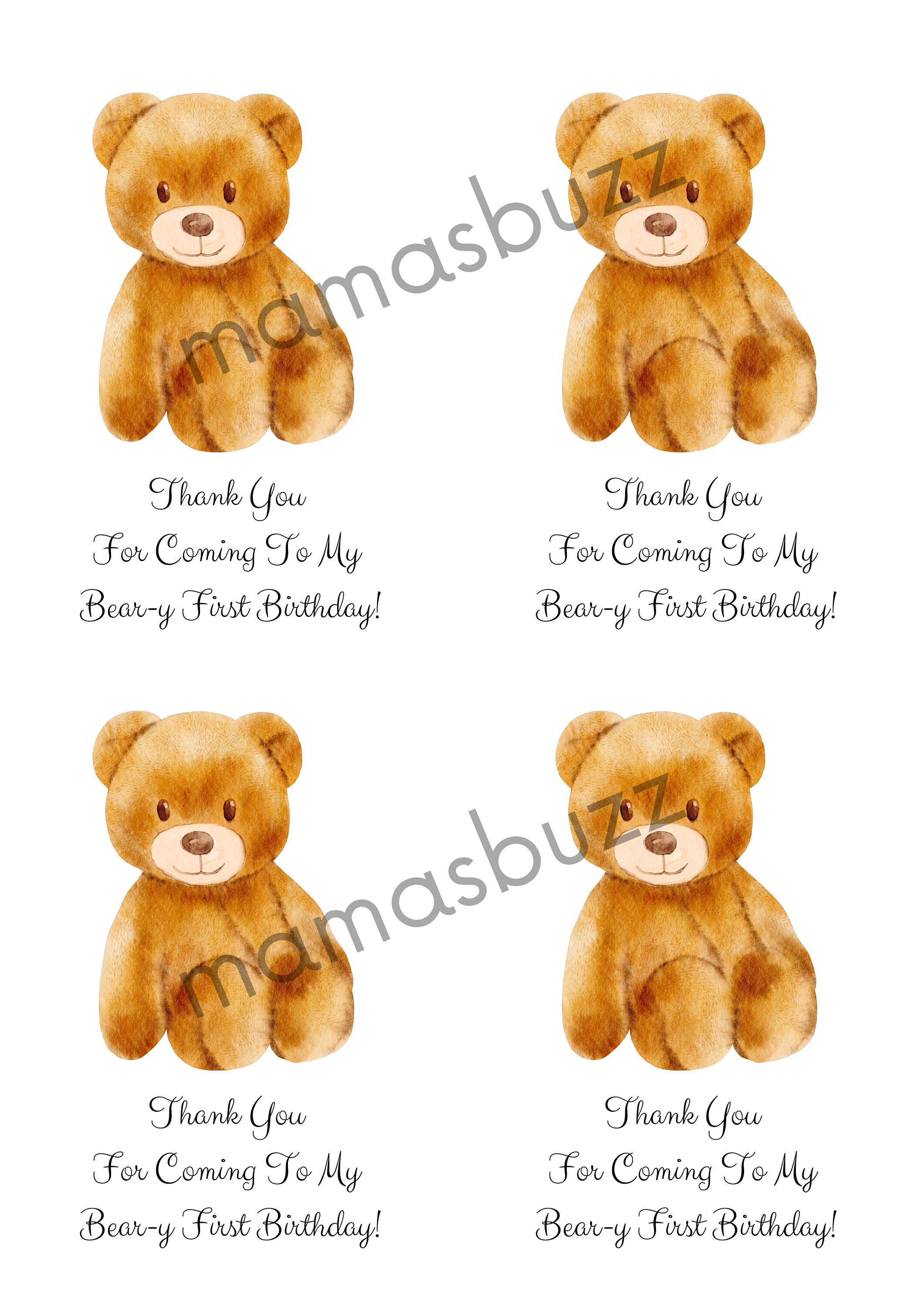Beary First Birthday Printable Bundle Bear Themed Instant Download - Etsy