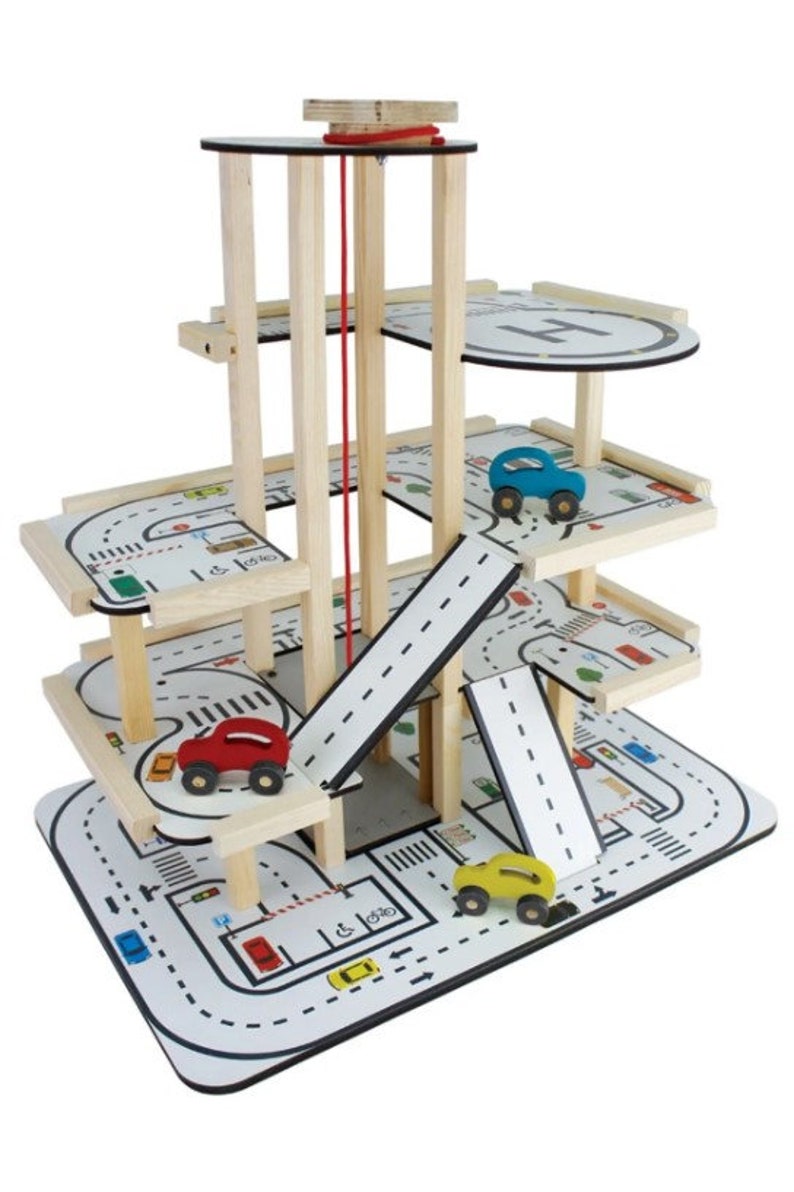 Multi-storey Wooden Toy Car Park With Elevator, Wooden Toys - Etsy