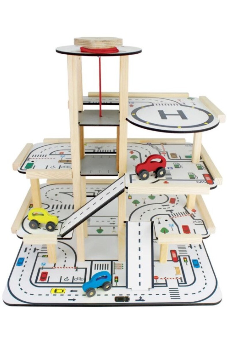 Multi-storey Wooden Toy Car Park With Elevator, Wooden Toys - Etsy