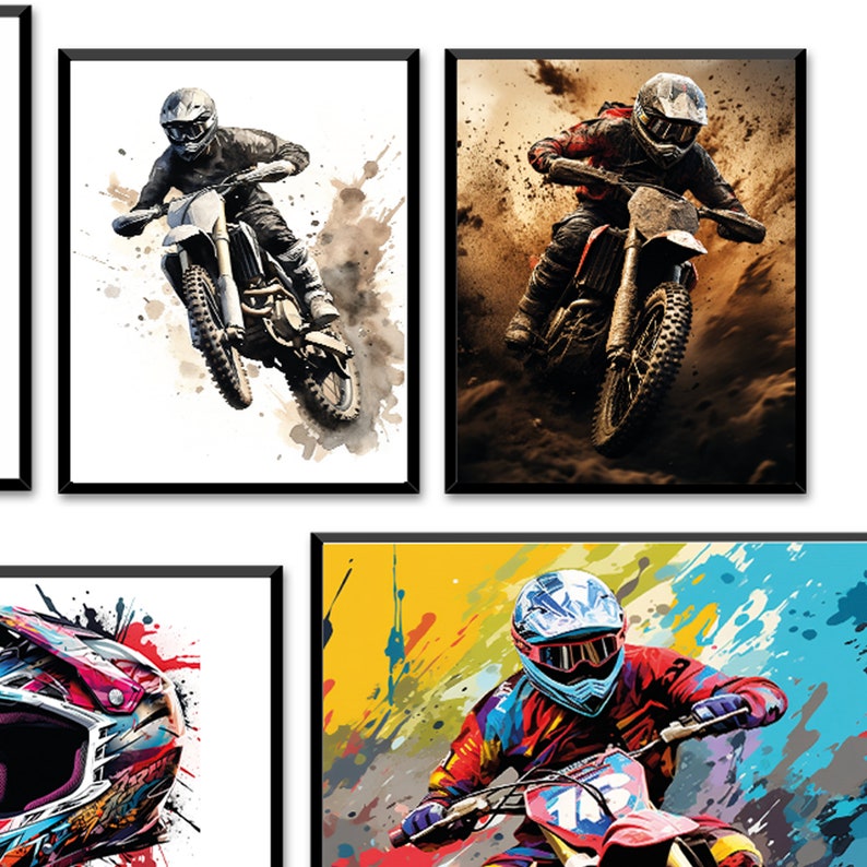 Motocross Wall Art Set of 16 Motocross Prints, Dirt Bike Prints, Boys ...