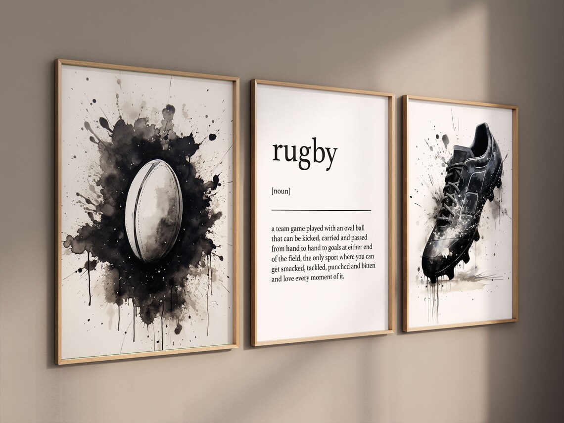 Rugby Prints, Rugby Wall Art Set of 3, Gift for Boys, Boys Bedroom ...