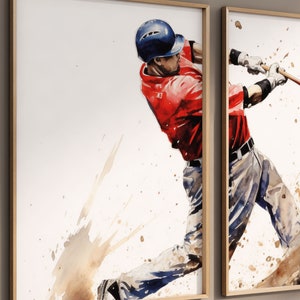 Baseball Poster, Baseball Print Set, Baseball Print, Boys Bedroom Decor ...