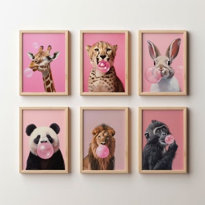 Pink Animal Prints, Animal Poster, Fun Prints, Living Room/ Bedroom ...