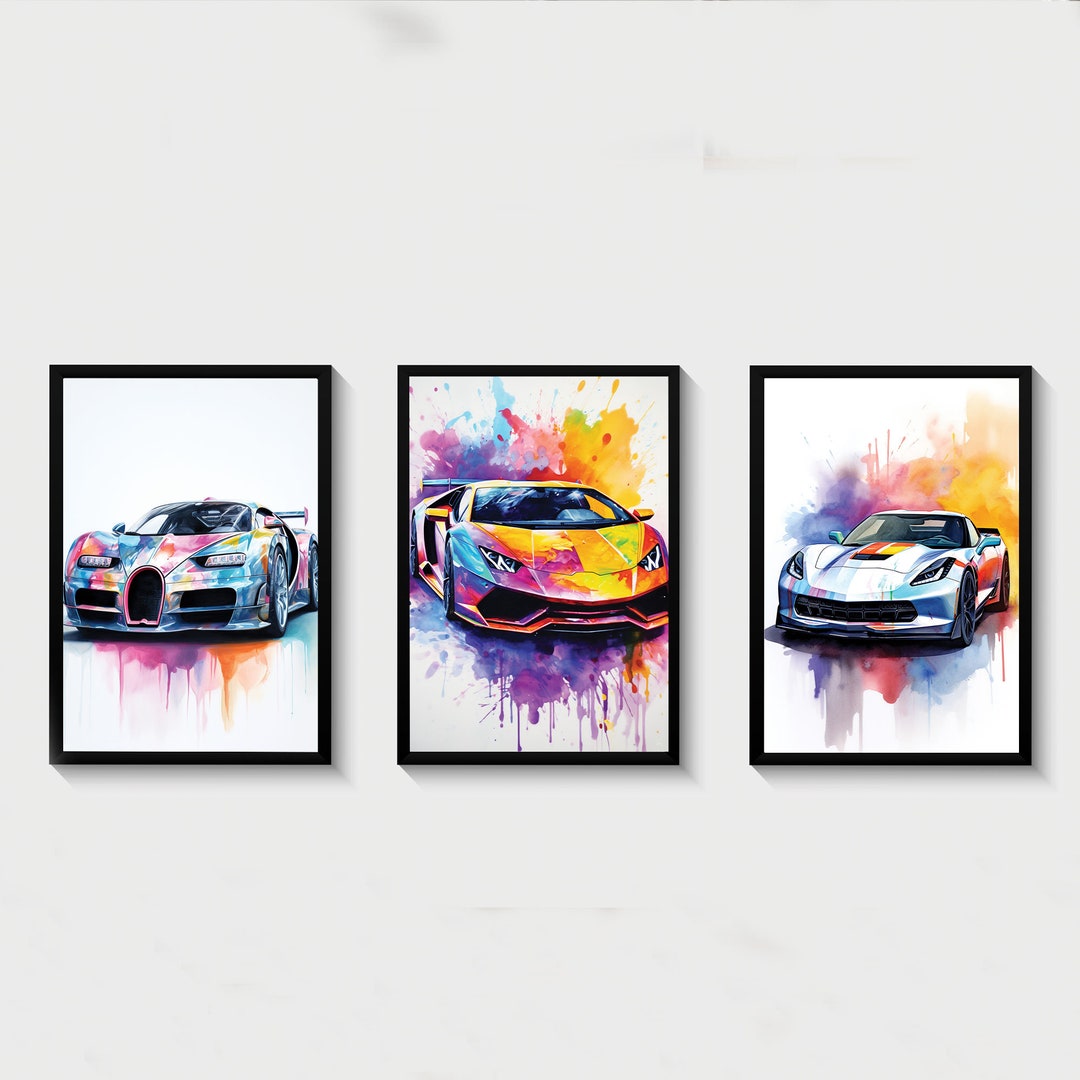 Set of 3 Sports Car Prints, Digital Download, Sports Car Art, Instant ...
