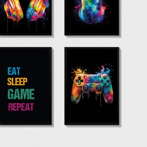 Set of 8 Graffiti Style Gaming Prints, Boys Bedroom Prints, Gamer Gifts ...