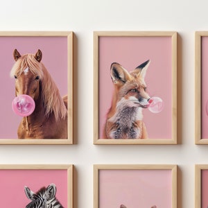 Pink Animal Prints, Animal Poster, Fun Prints, Living Room/ Bedroom ...